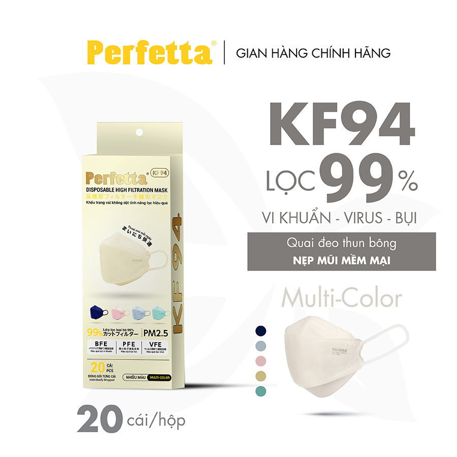 Perfetta KF94 Premium Medical Mask, Soft Nose Splint (20 Pieces/Box ...