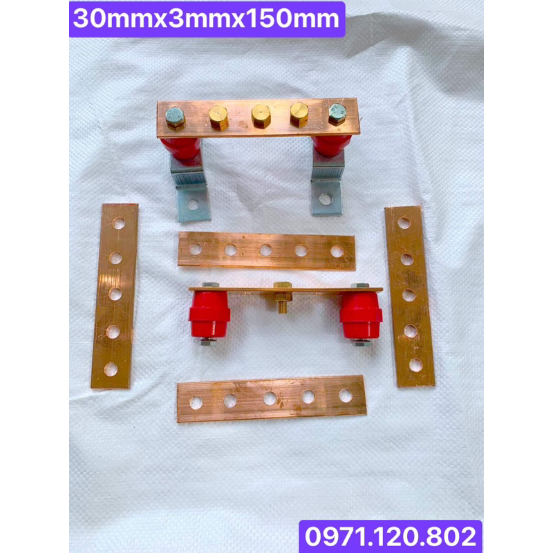 Red copper grounding board 30mm x3mm x 150mm (base + copper screws ...
