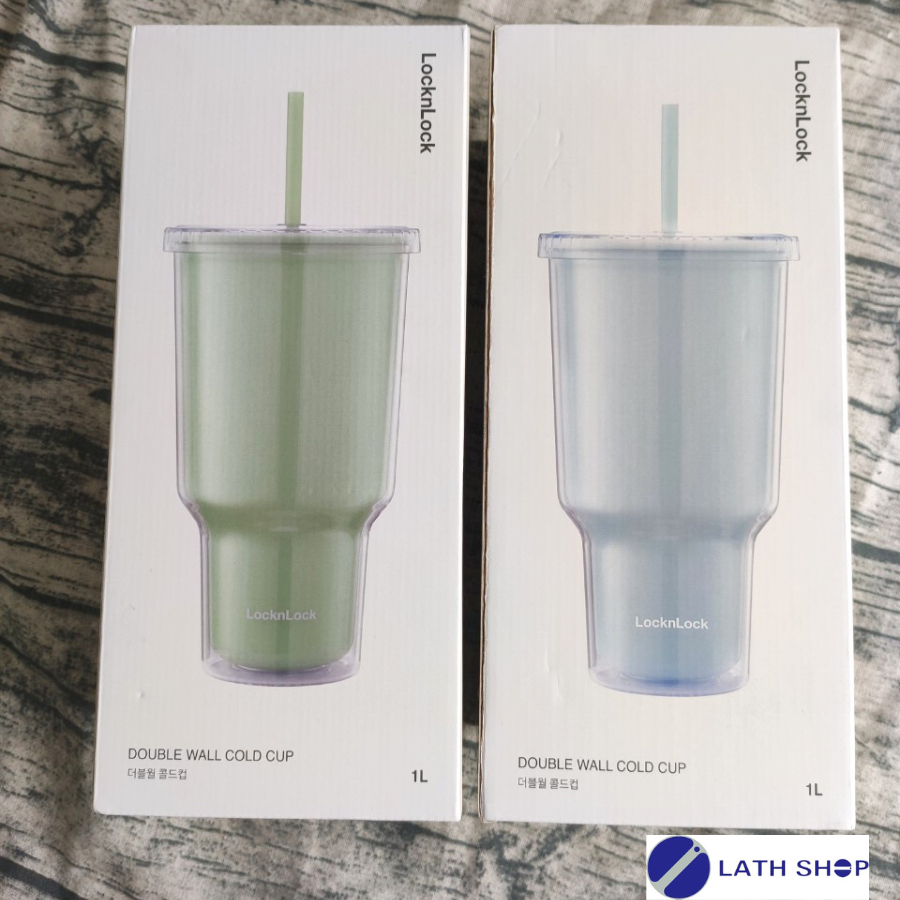 Locknlock HAP527 Double-layer Insulated Plastic Cup with Straw 1L ...