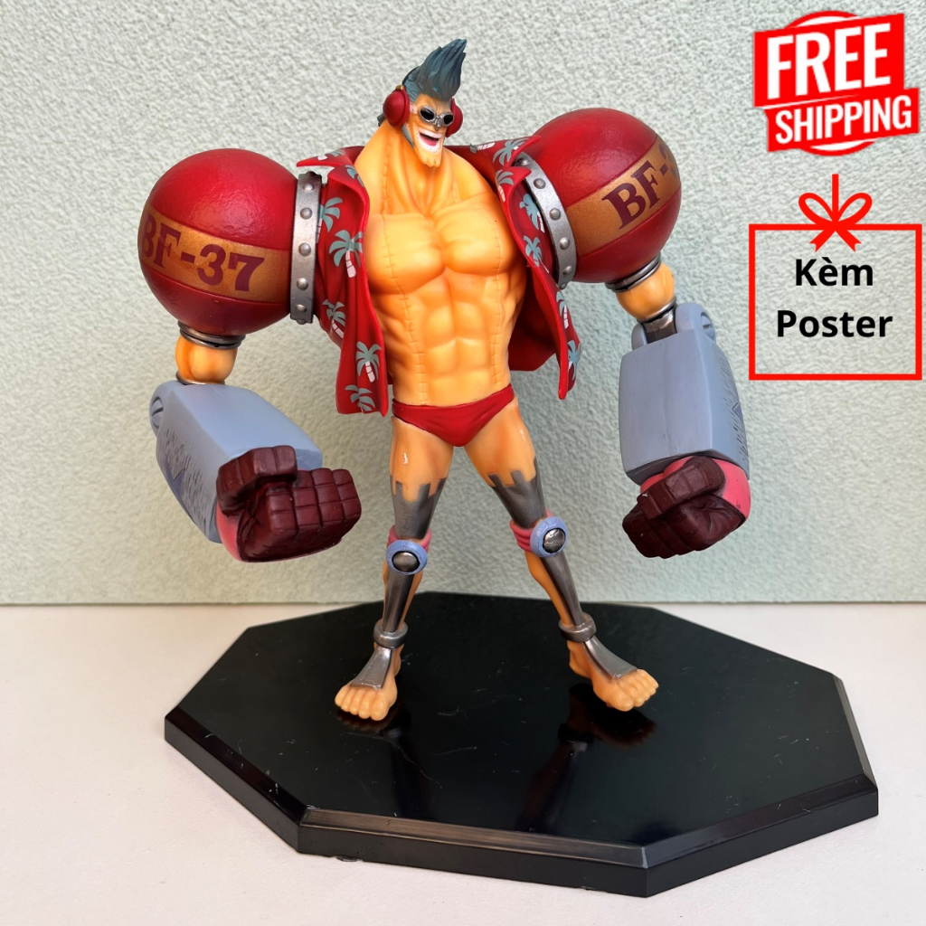 Franky character model with 2 replaceable heads 19cm high - One Piece ...