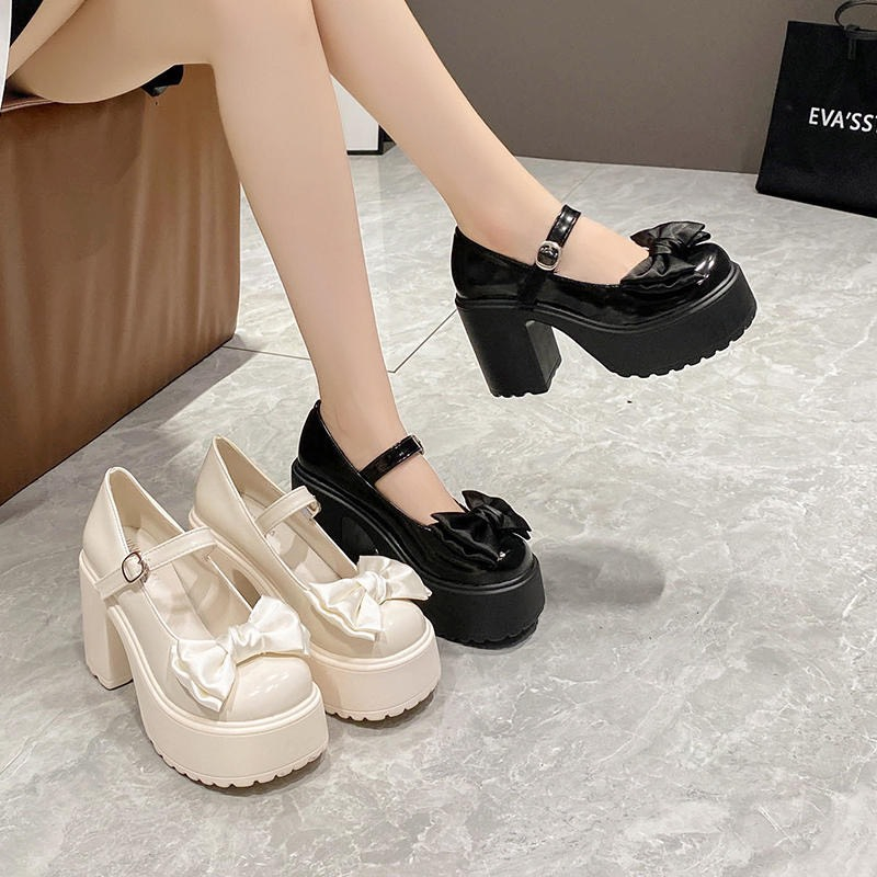 Lolita Double Sole Shoes 9p With Bow Super Luxurious And Flattering ...