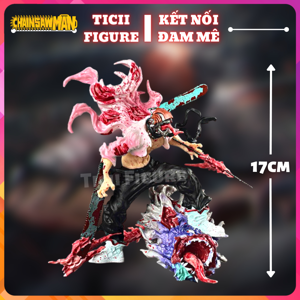 Extremely sharp 17cm tall Chainsaw Man Denji Demon Slayer Model ...