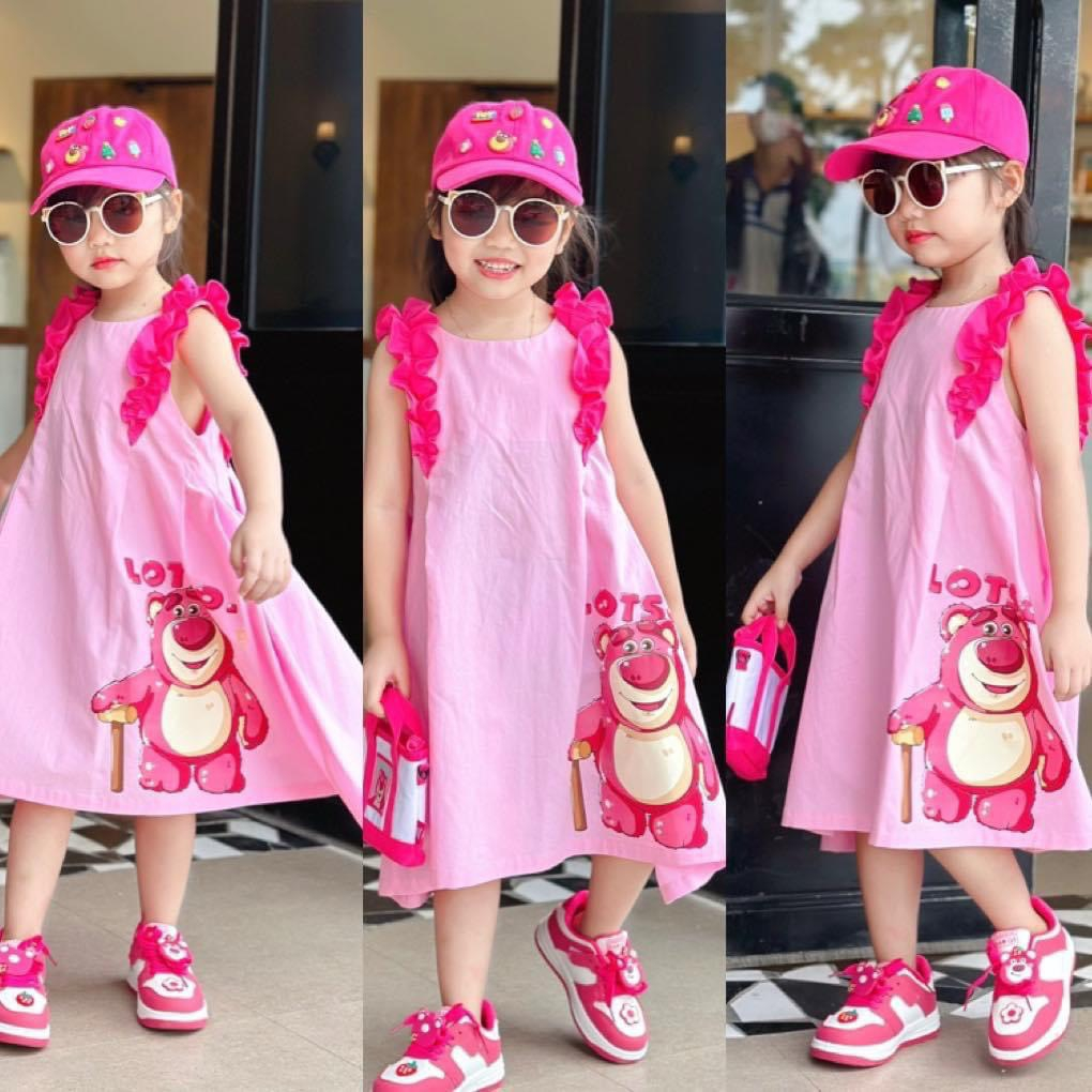 Lotso strawberry bear dress with ruffle sleeves, soft and cool, lovely ...