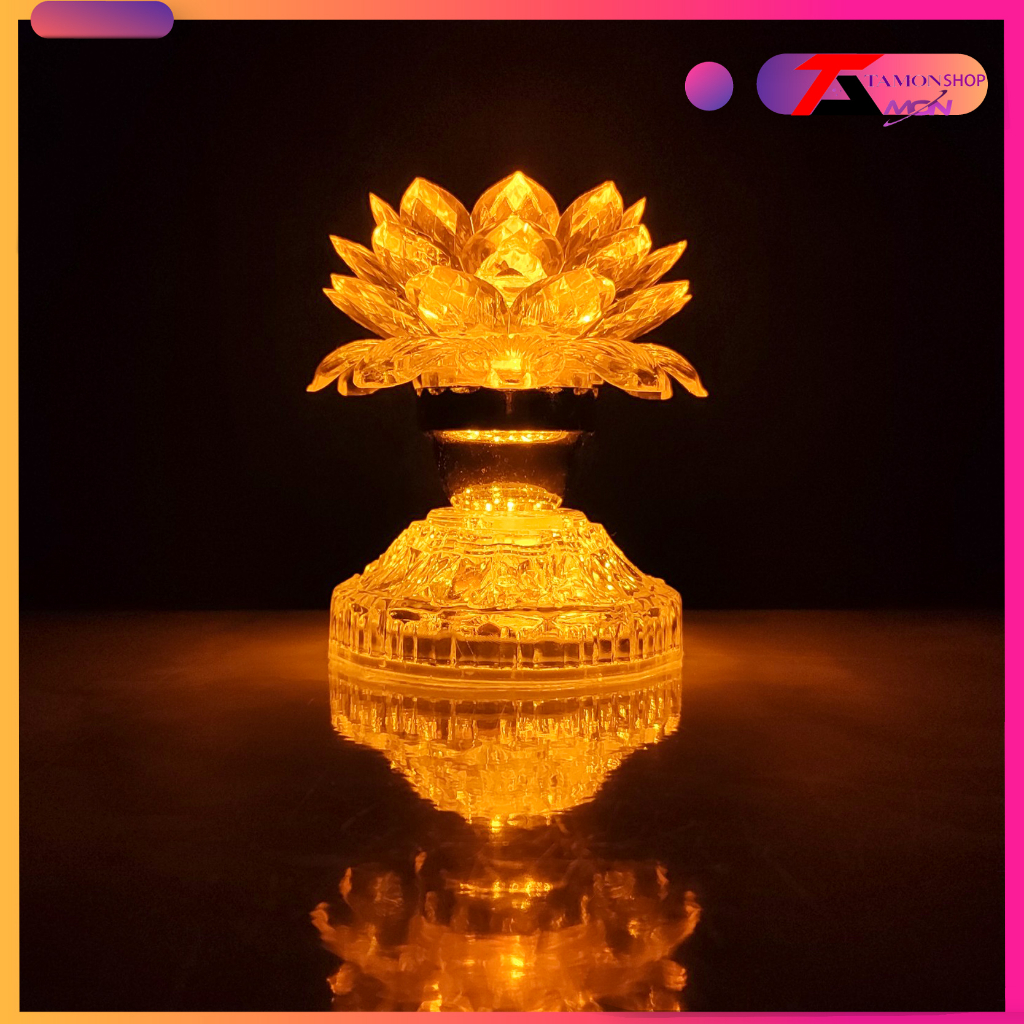 (PRICE FOR 1 PC) gold-colored 2-tier LED Lotus altar lamp for the ...