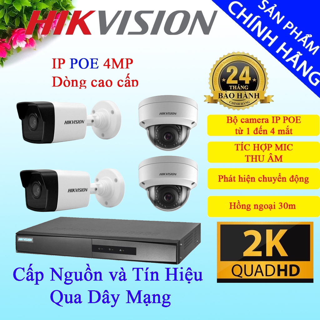 Full set of HIKVISION 4.0MP POE IP 4-Eye Camera with Integrated ...