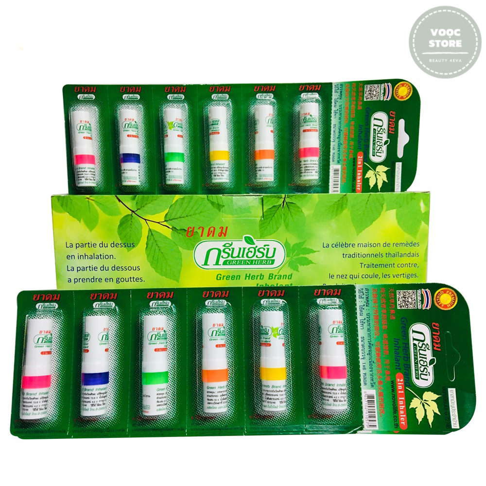 Green Herb Nasal Decongestant Inhaler 2 Heads Thailand 1 Tube | Shopee ...