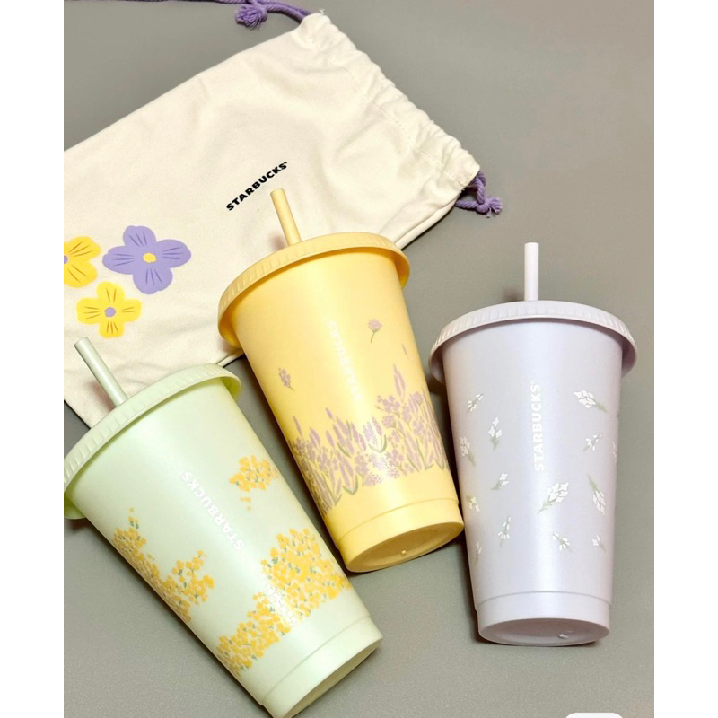 STARBUCKS [Genuine Available] Set Of 3 REUSABLE CUP 20OZ (591ML)FLOWER WITH CARRIER | Shopee ...