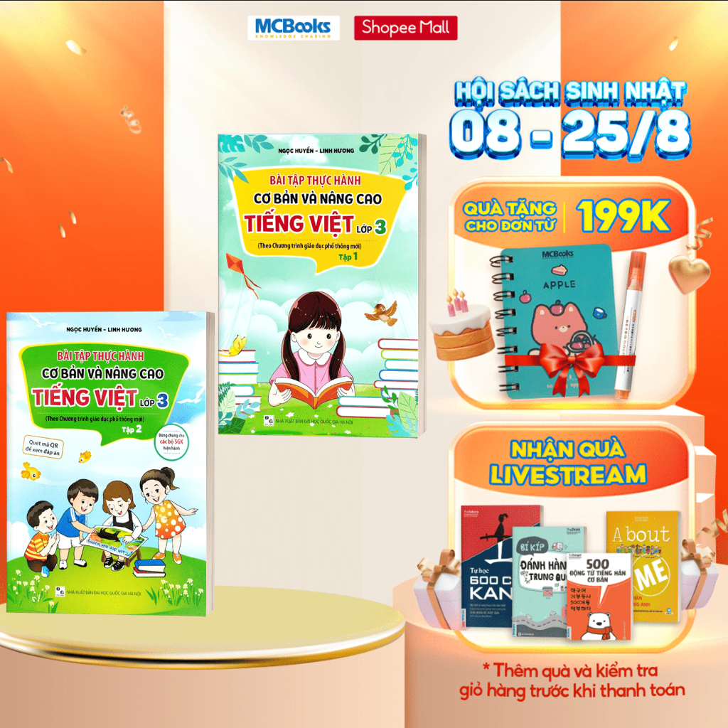 Book - Combo of basic and advanced practice exercises for grade 3 Vietnamese (Scan QR code to ...