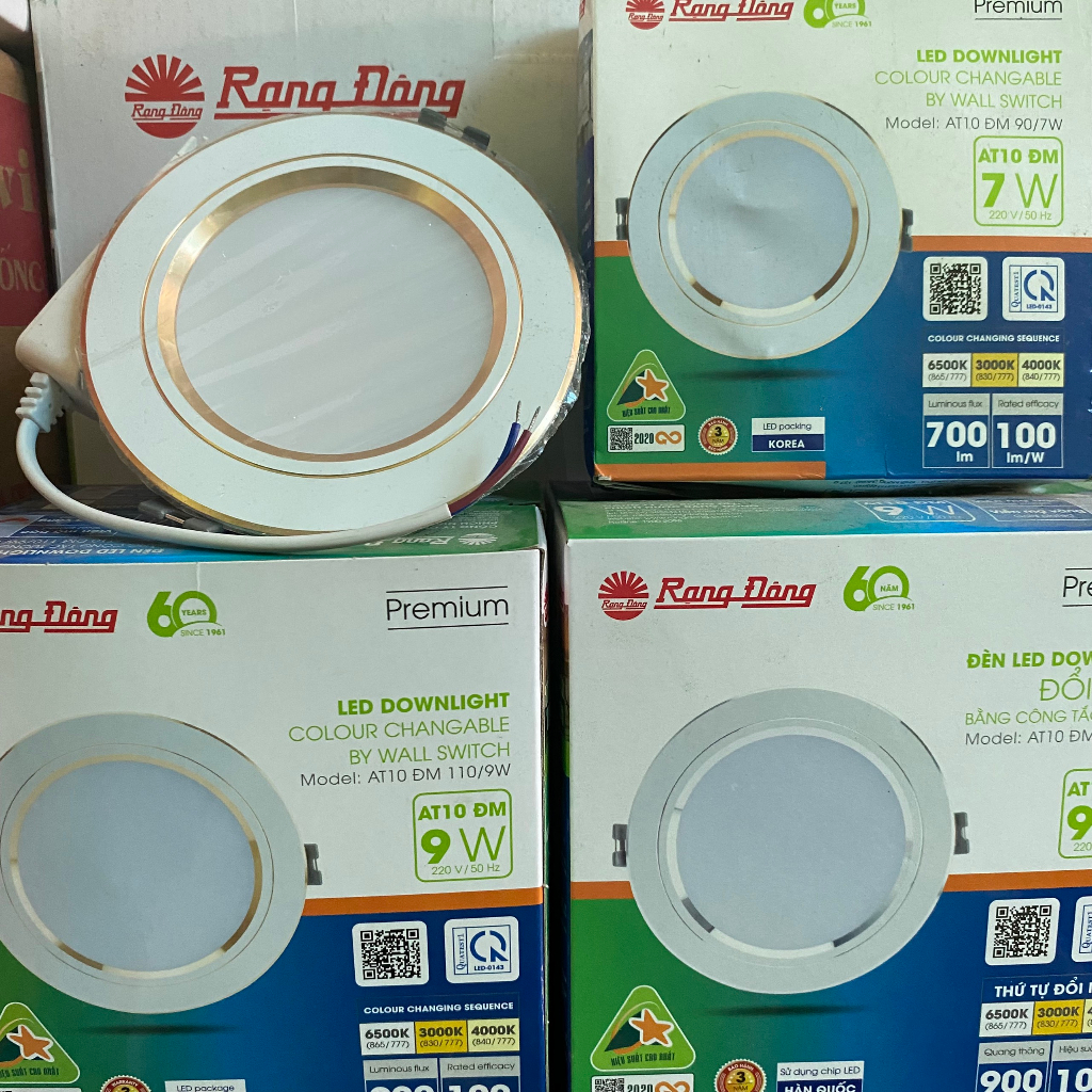 Color-changing LED Downlight AT10 Rang Dong 7W/9W Gold rim, silver rim ...