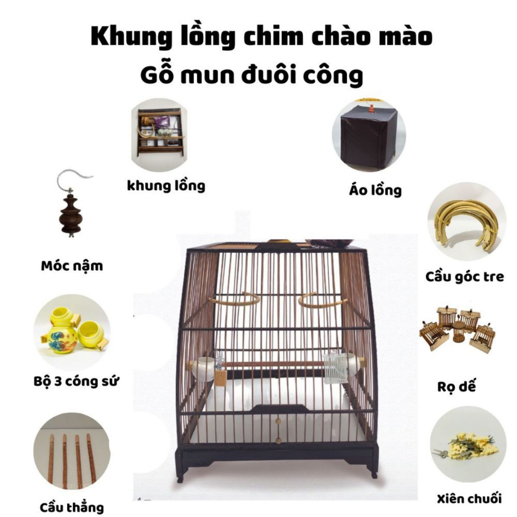 Self-assembled crested bird cage frame, crested bird cage made of ebony ...