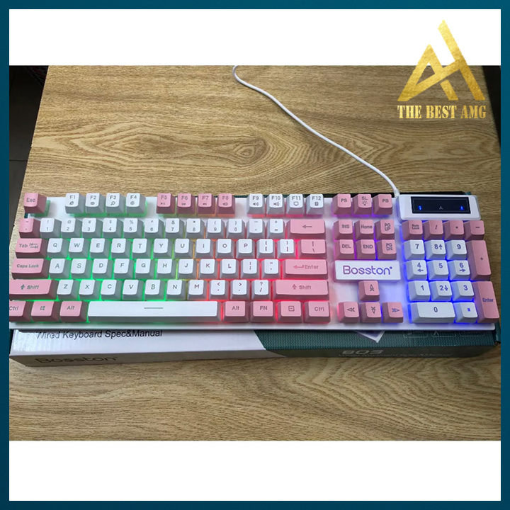 Bosston 803 RGB Led Wired Mechanical Gaming Computer Keyboard Pink ...