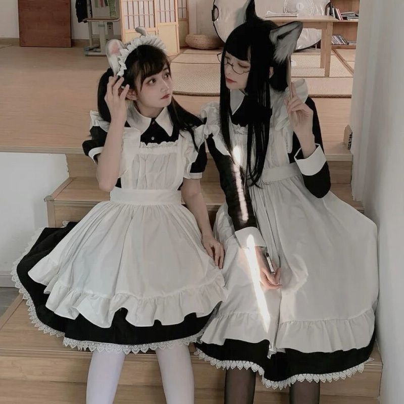 Fullset cute long maid dress cosplay freestyle Nari Happy Skin | Shopee ...