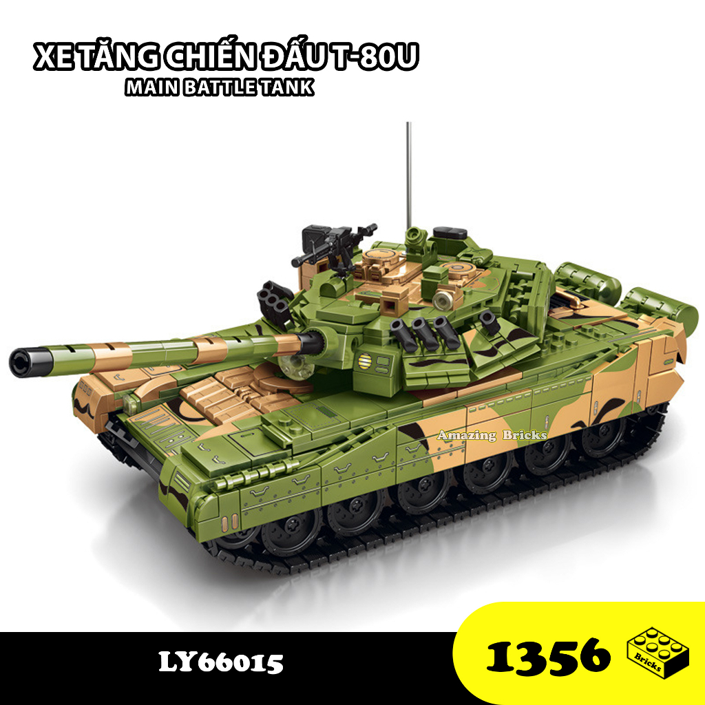 Assembling toy T-80 battle tank, LY66015 Main battle tank, Smart puzzle ...