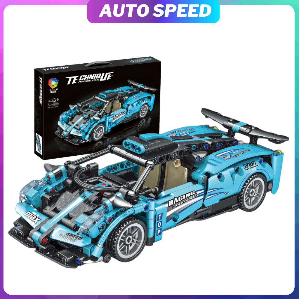 Pull Back blue super racing car assembly model, racing car assembly toy ...