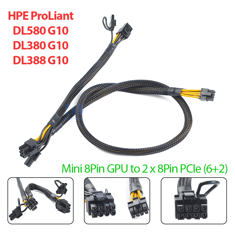 Mini 8Pin GPU to Dual 8PIN PCI-E VGA Power Cable HPE ProLiant DL580G10 ...