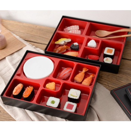 6-compartment Black Red Bento Box (With Soup Cup) | Shopee Singapore