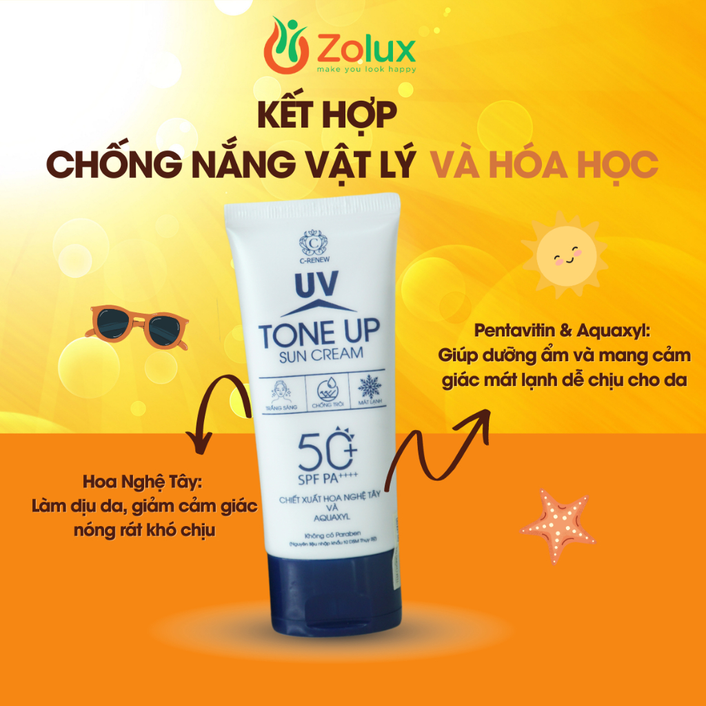 C-renew SPF 50+ Facial Tone-Up Sunscreen to Prevent Slipping When ...