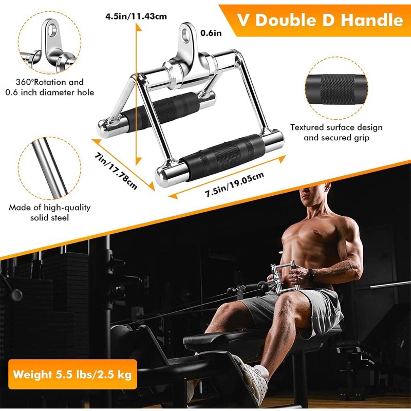 (READY Stock) Double V-shaped bucket pull handle for gym accessory ...