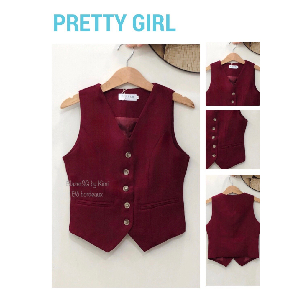 (Item Type 1 - With Clip) Women's Slim Fit Gile Korean Style Red Gile ...