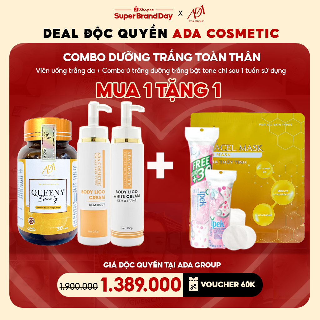 Combo Box of 30 Queeny Beauty Pills + ADA Whitening Set Helps Brighten ...