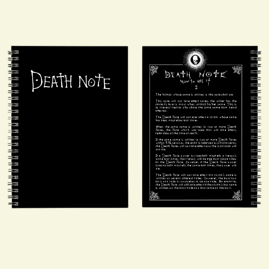 XO Anime Death Note Notebook A5 Spring 120 Cool Black Horizontal Pages ...