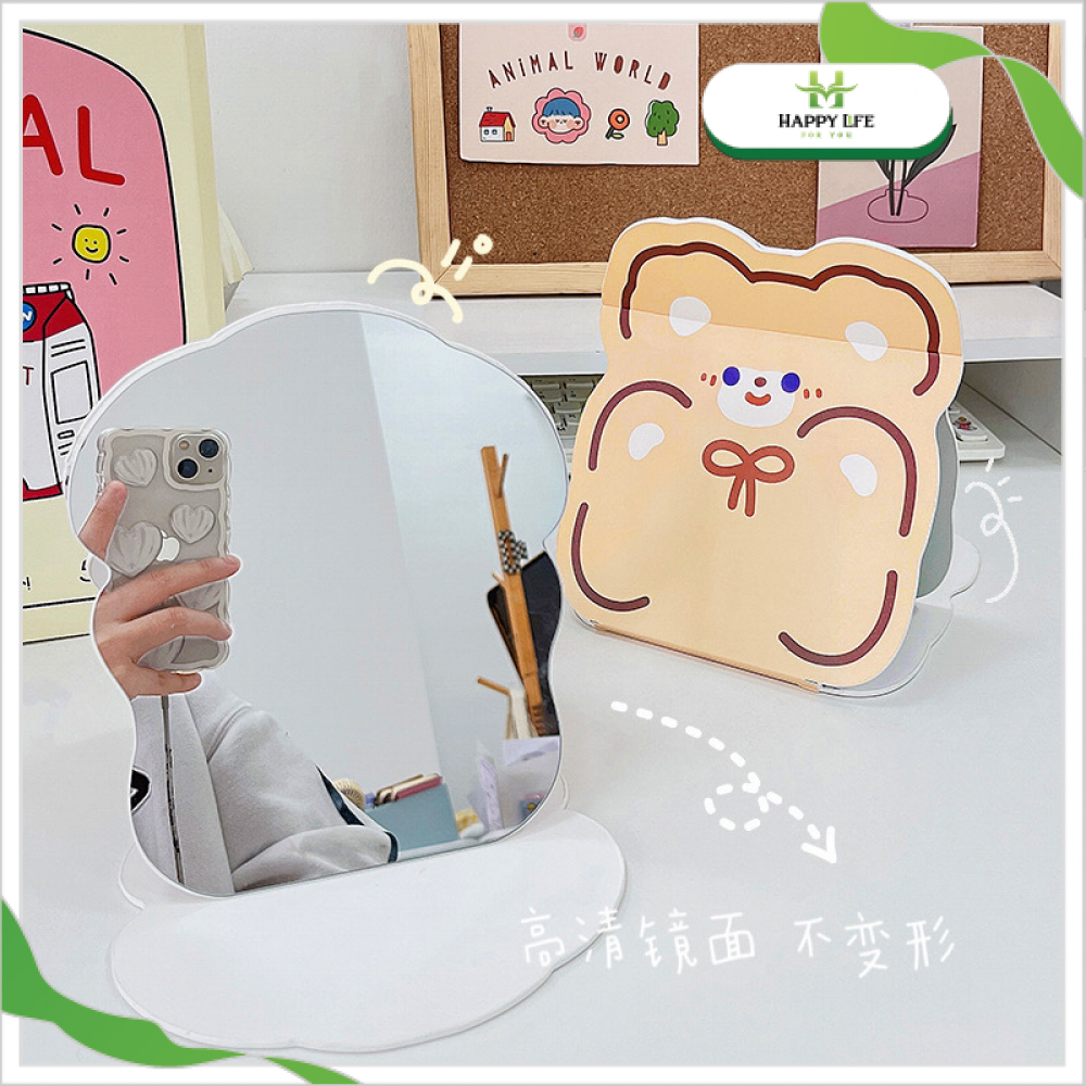 Desktop mirror, cartoon makeup mirror, chibi folding mirror, cute study ...