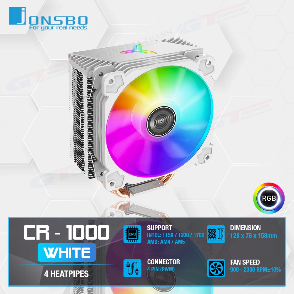 Jonsbo CR1000 White CPU Cooler - 4 Copper Pipe CPU Air Cooler | Shopee ...