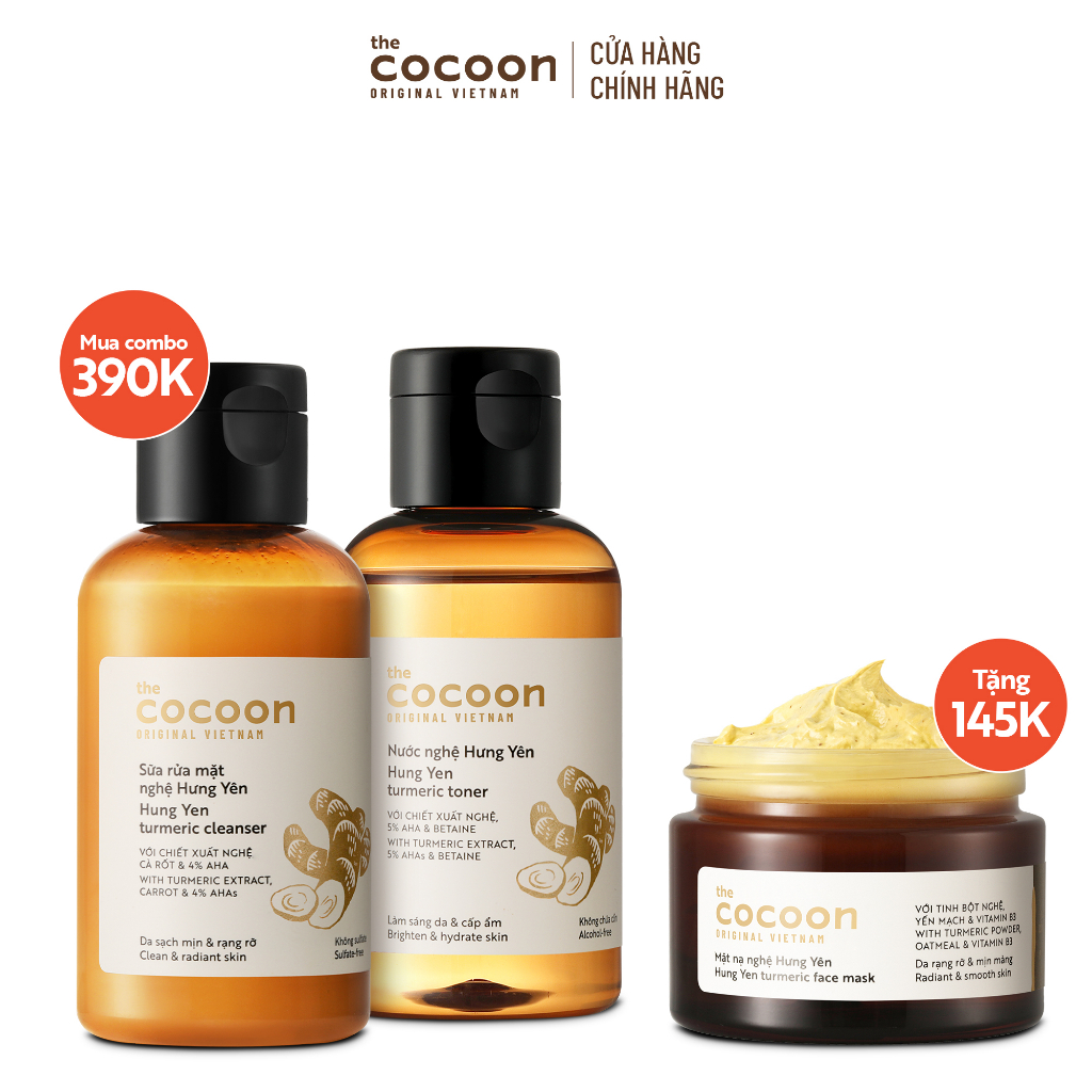 Special COMBO basic skin brightening from Hung Yen Cocoon turmeric - Free Hung Yen Cocoon ...