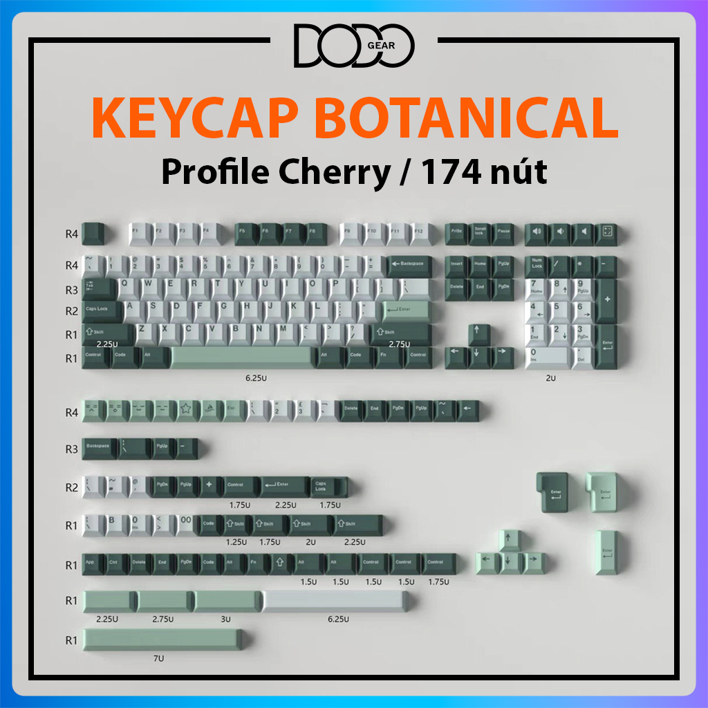 Keycap Botanical Garden 174 Buttons profile cherry PBT Premium double ...