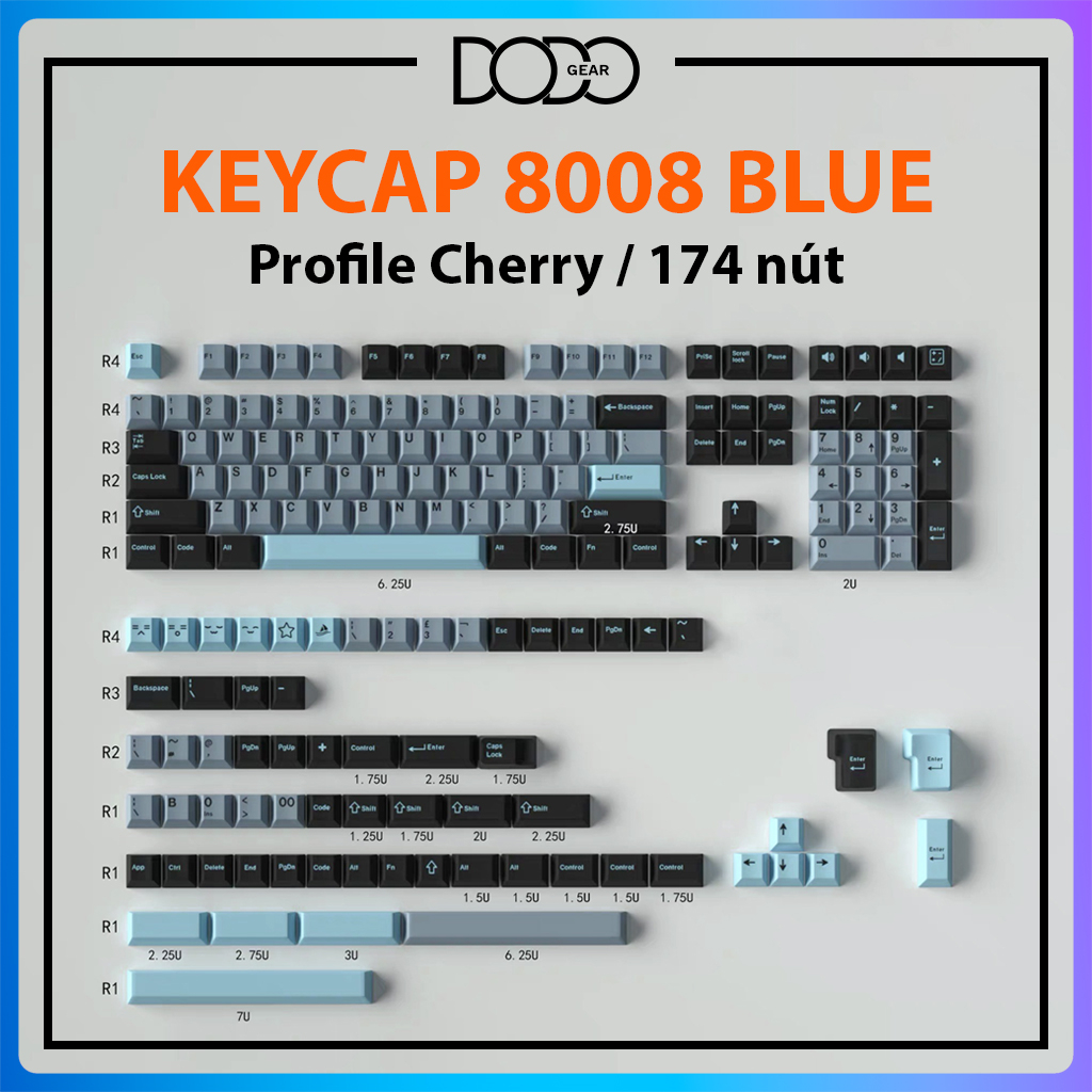 Keycap 8008 Blue 174 cherry profile button high quality PBT plastic ...