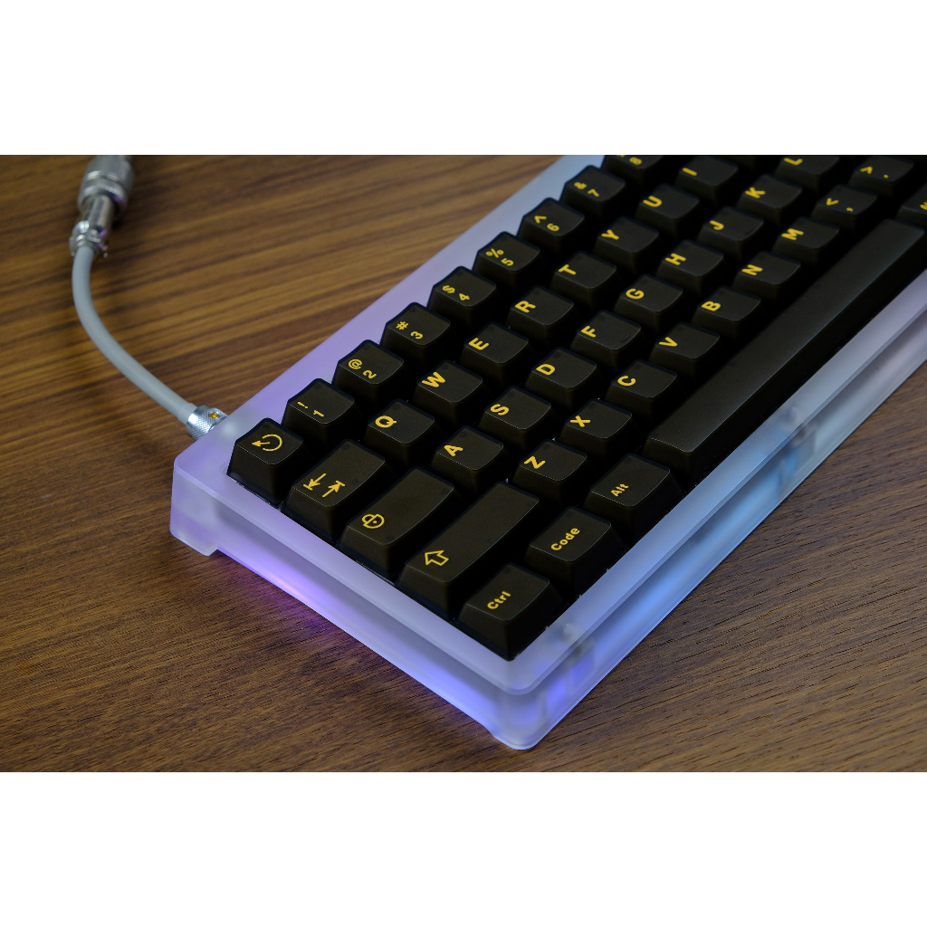 Aifei Gold on black semi-transparent Keycap Set - ABS double-shot semi ...