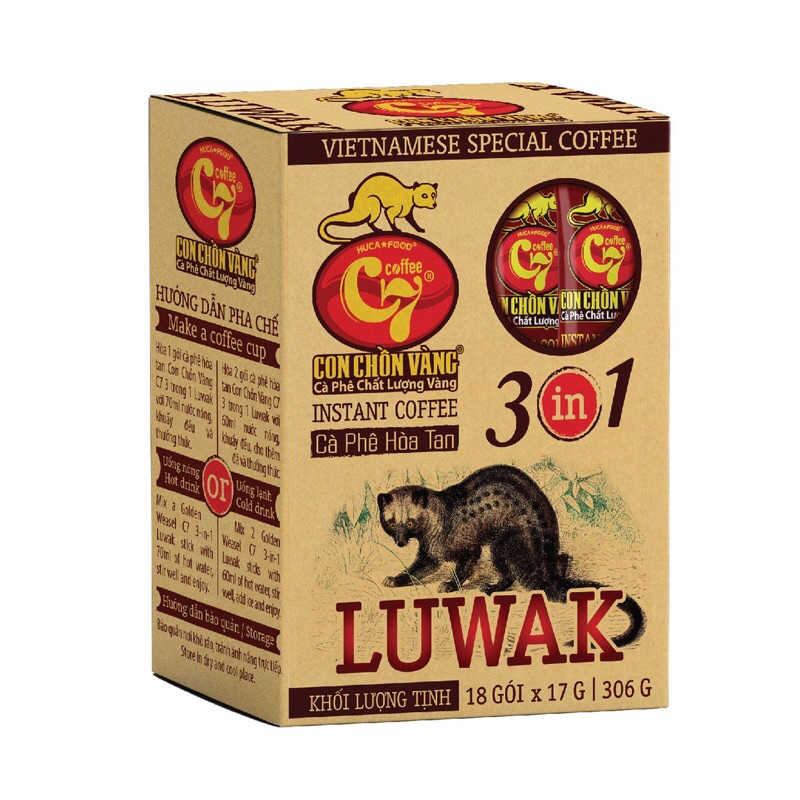 Luwak Golden Weasel C7 3in1 Instant Coffee (Box of 18 Packs x 17g ...