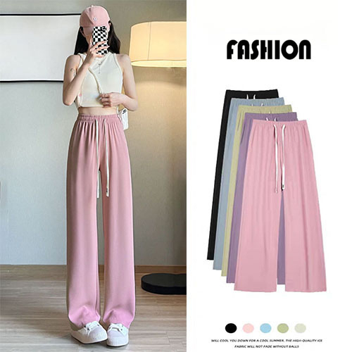 Women's Wide-Leg Pants with X-String New Model Smooth and Cool Korean ...