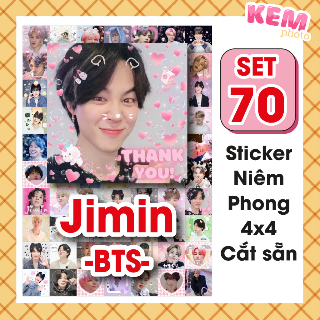 Set of 70 Jimin sealed stickers - Cut out - 4x4cm stickers With cute ...
