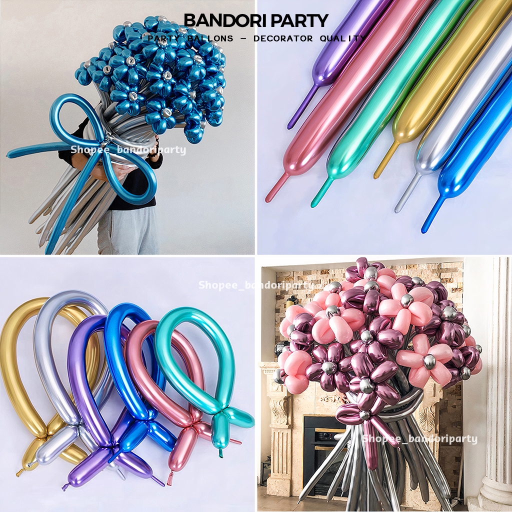 260 Super Glitter Long Balloons, Long Chrome Super Glitter Balloons ...