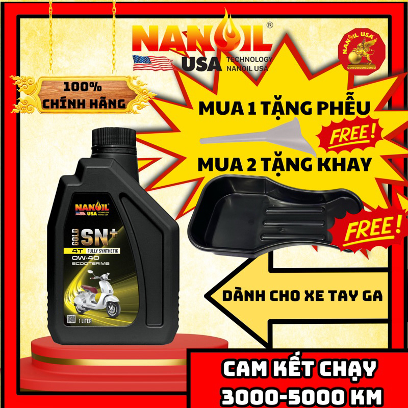 Nanoil USA Scooter Lubricant 0W40 GOLD SN+ (0.8-1L) [BUY 1 GET FUNNEL ...