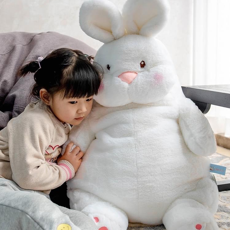 Soft Big Belly White Rabbit Teddy Bear 80cm Cute Lazy Fat White Rabbit ...