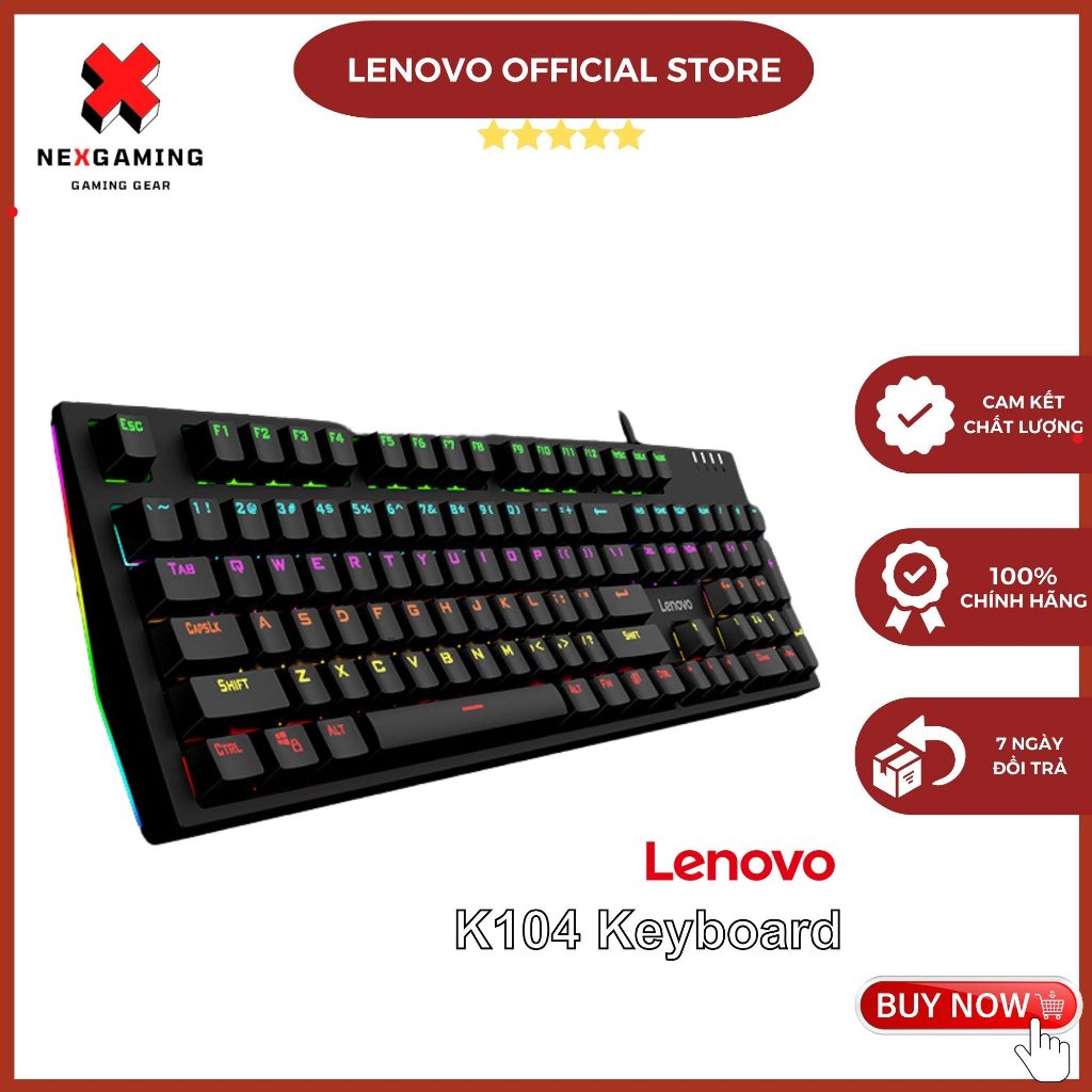 Lenovo One-Click K104 full-size mechanical keyboard, Lenovo exclusive Switch, translucent RGB ...
