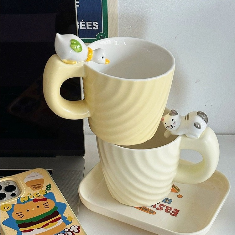 Cute decorative ceramic drinking cup with 3D design shaped like a ...