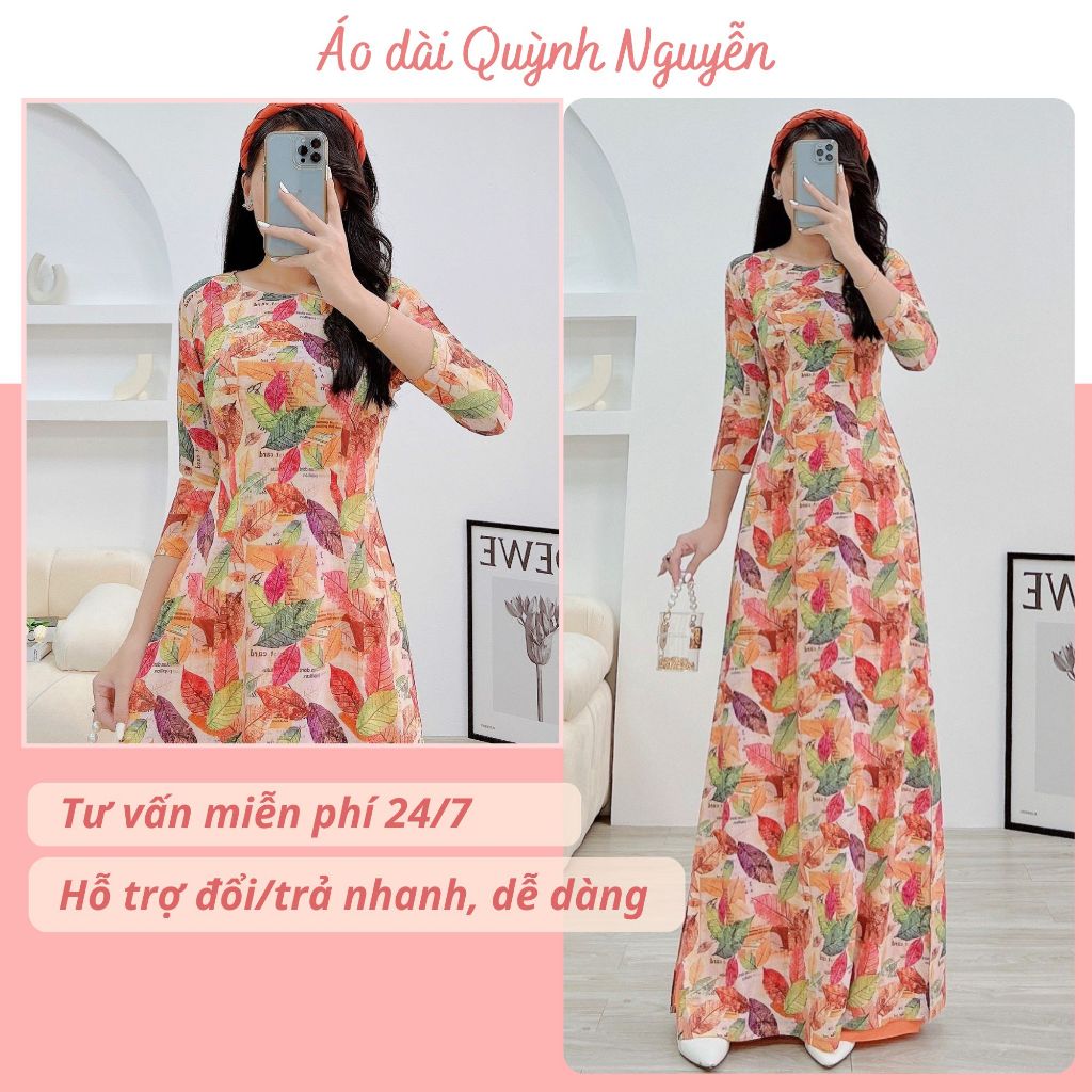 Ao dai, women's Japanese silk ao dai with 6d printed traditional ao dai ...