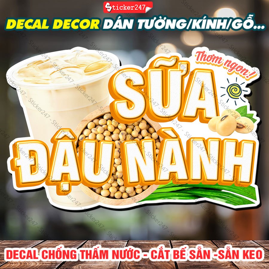 Soy Milk Wall Sticker Wall Decal Decorating Milk Tea and Coffee Shops ...