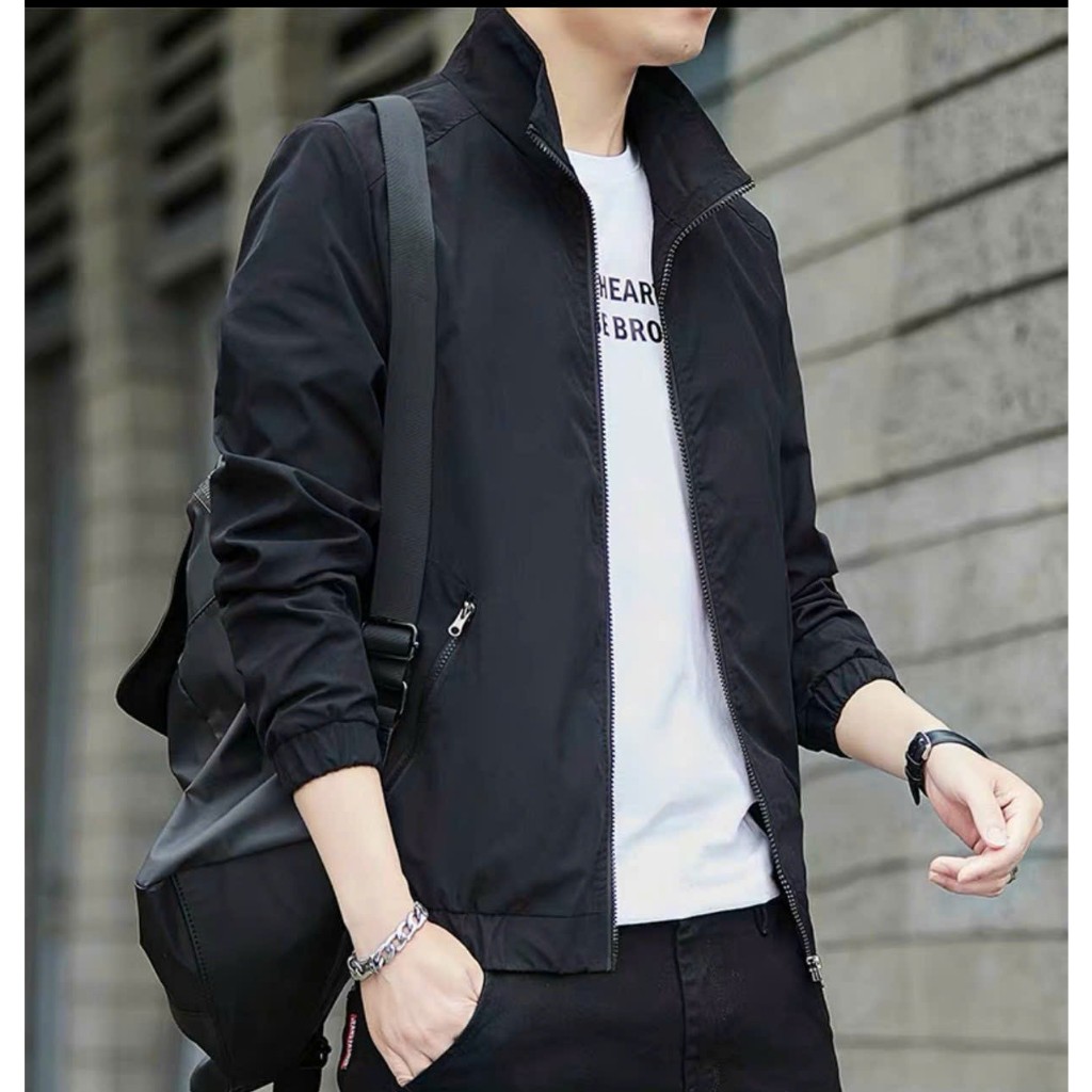 Jacket Plain umbrella for men and women unisex zip collar 2 layers ...