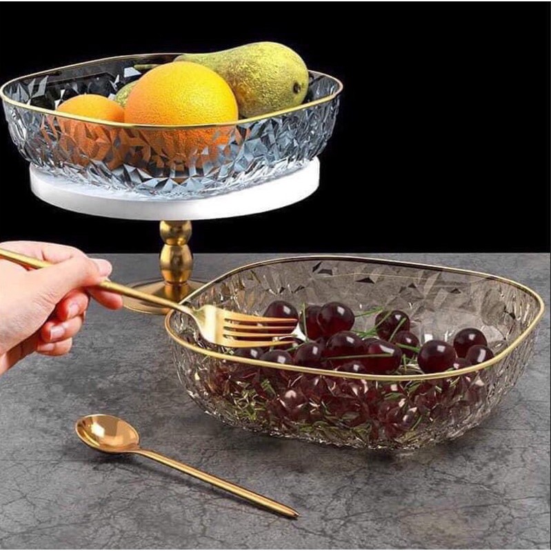 Square Plastic Plate With Gold Rim, Deep Plate For Fruit To Decorate ...