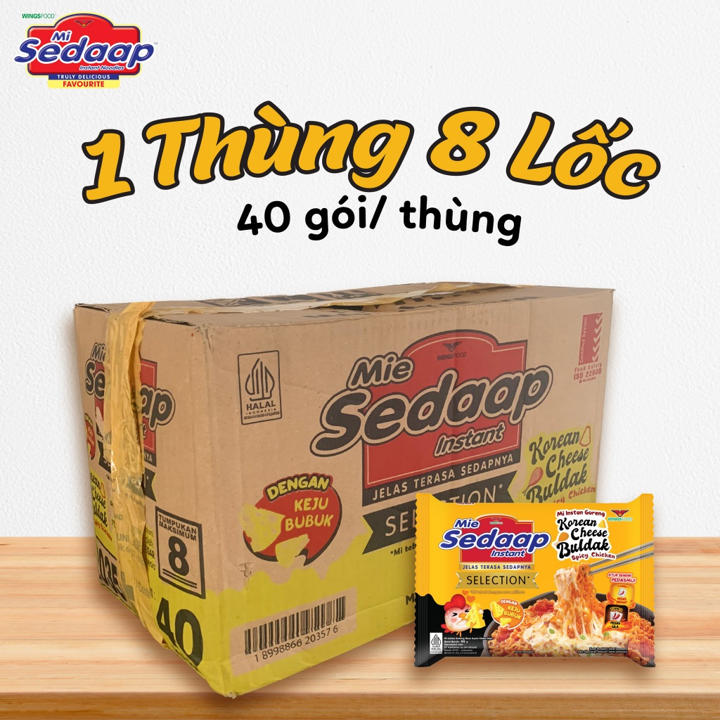 Carton of 40 packs of Sedaap Mixed Noodles Spicy Chicken and Korean ...