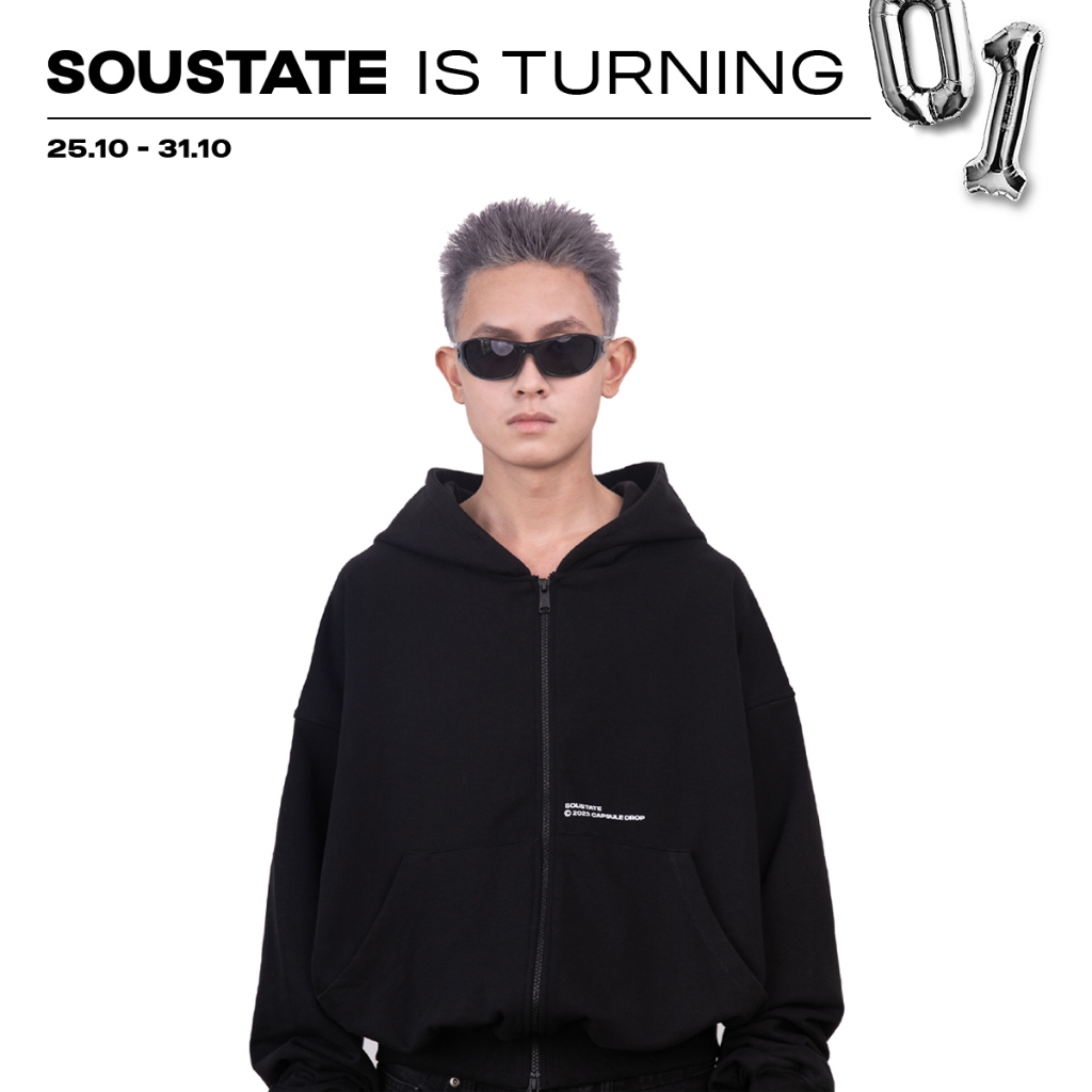 Hoodie FULLZIP BOXY SOUSTATE "LOVE" (Black) | Shopee Singapore