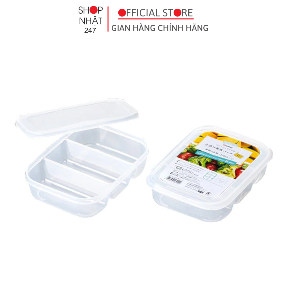 Plastic food storage box divided into 3 compartments 690ml Nakaya ...