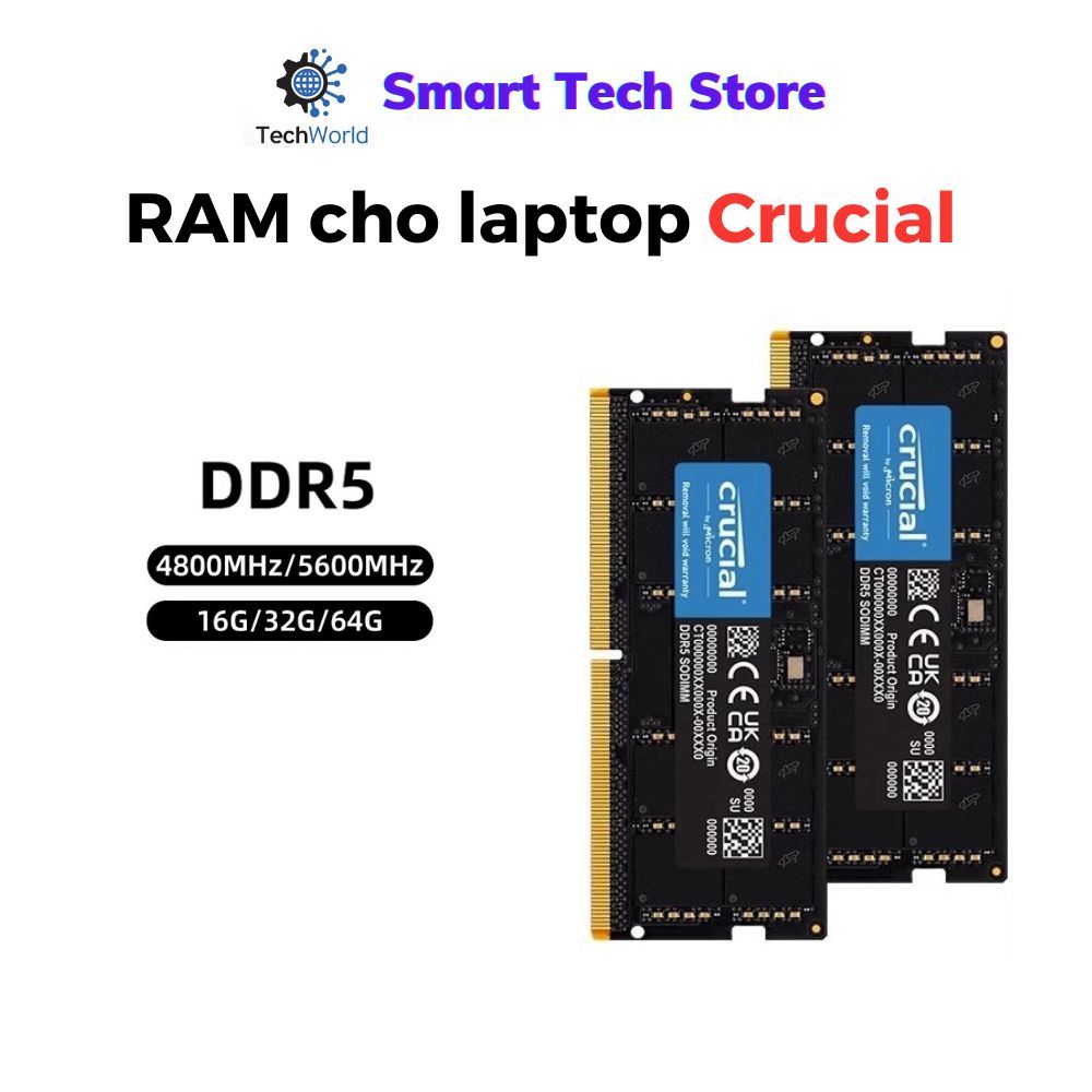 Internal memory (RAM) DDR5 Bus 4800/5600MHz 8GB - 16Gb - 32Gb Crucial ...