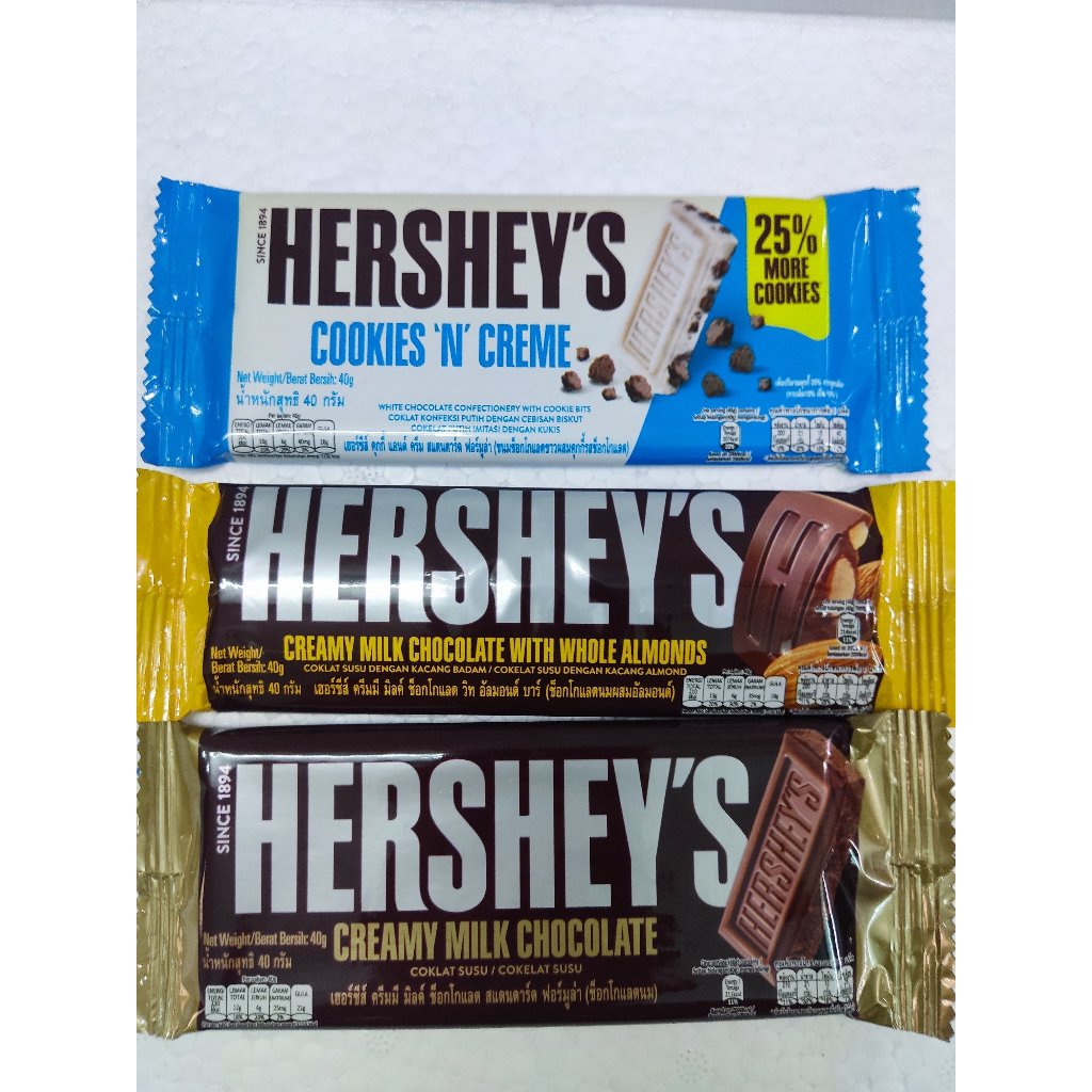 Hershey's chocolate bar 40g (3 flavors) | Shopee Singapore
