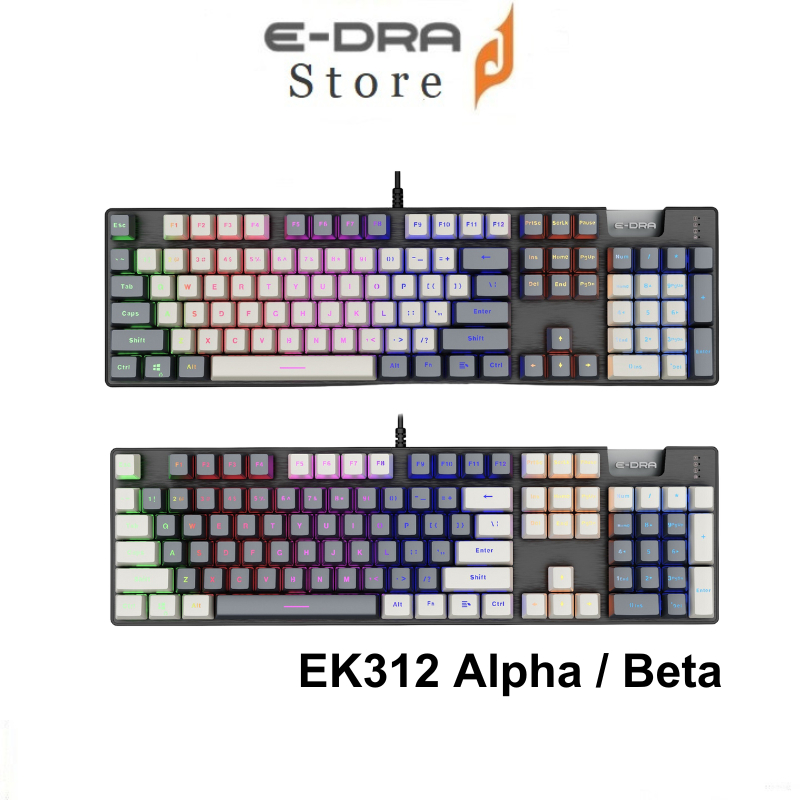 Edra EK312 Alpha / Beta LED Rainbow Mechanical Keyboard (Blue, brown ...