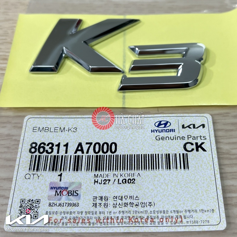 K3 embossed Logo for KIA K3 imported from Korea, genuine KIA MOTORS ...